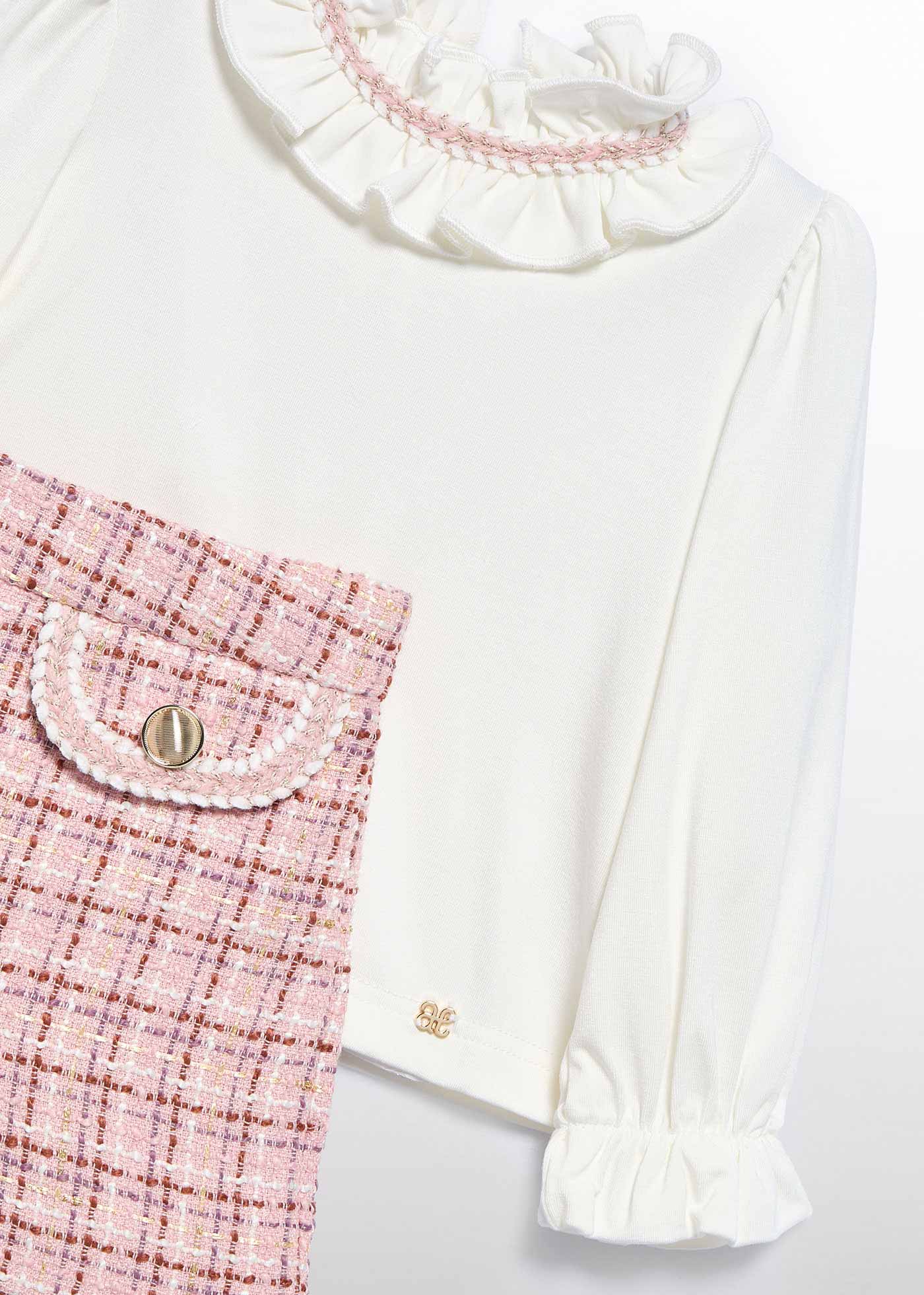 Completo bermuda tweed neonata Rosa | Abel & Lula