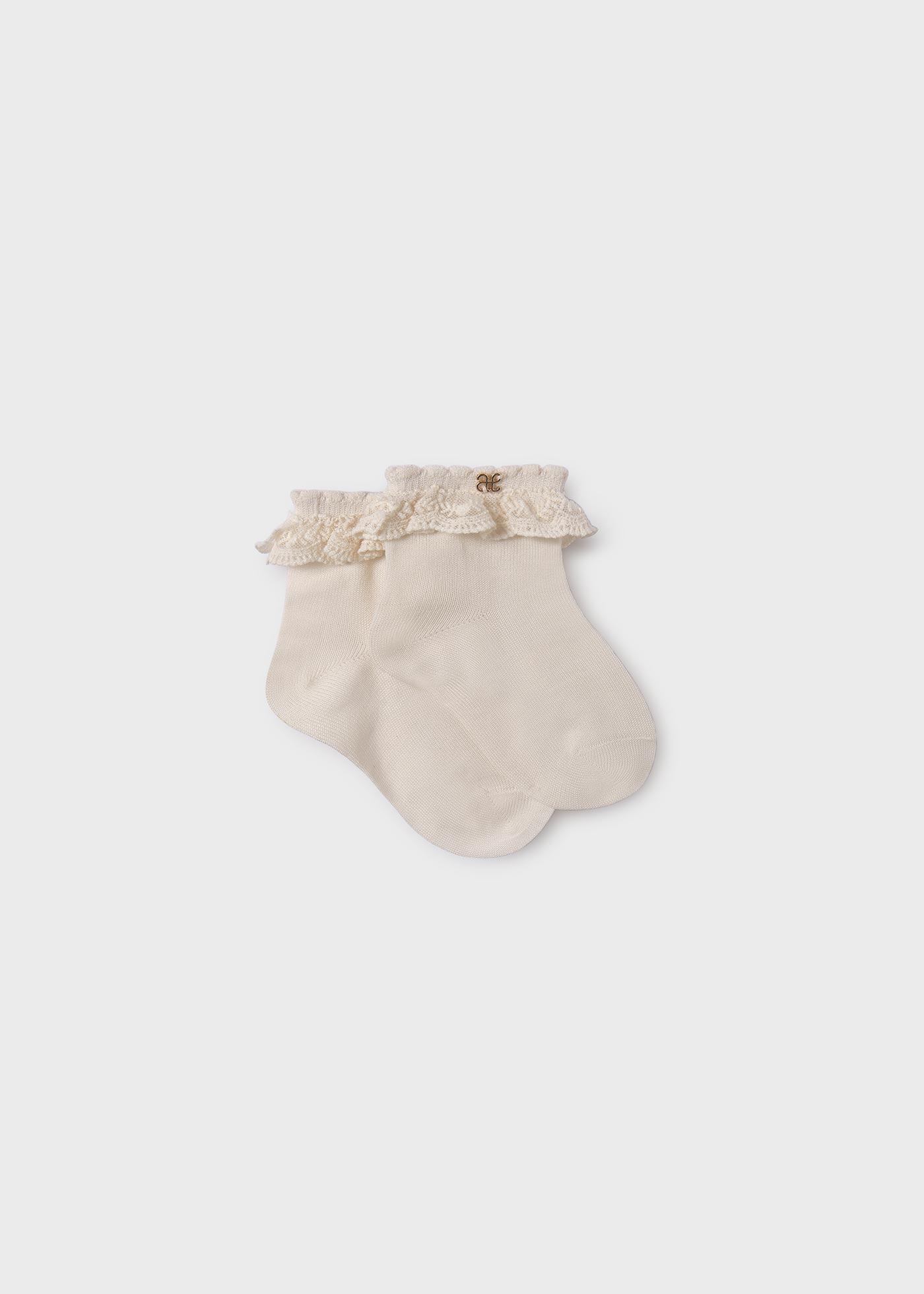 Girl embroidered tulle socks Off white | Abel & Lula