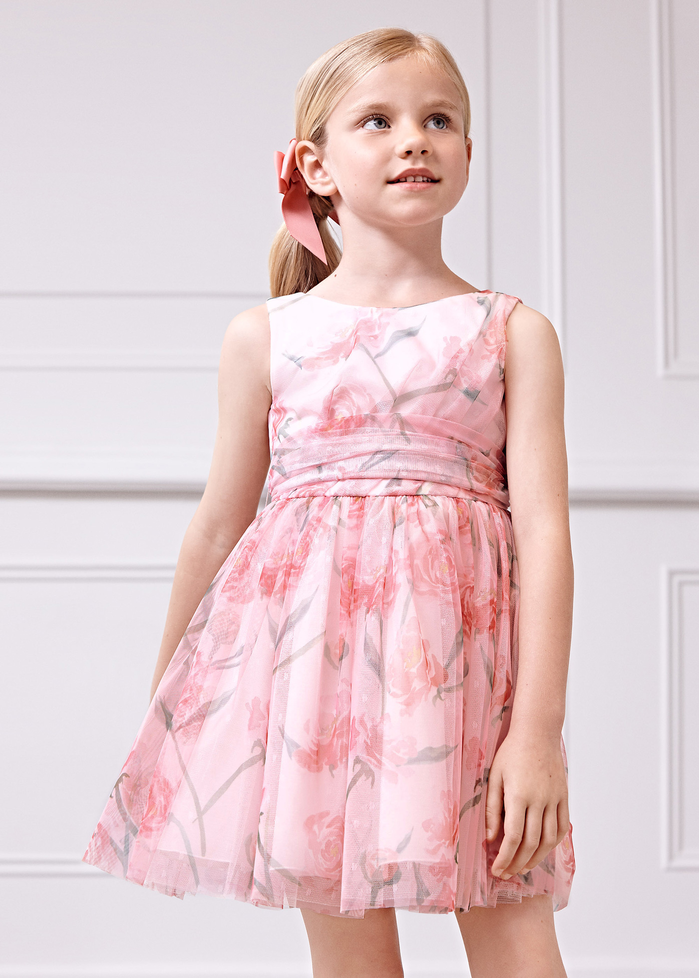 Girl printed tulle dress Blush | Abel & Lula