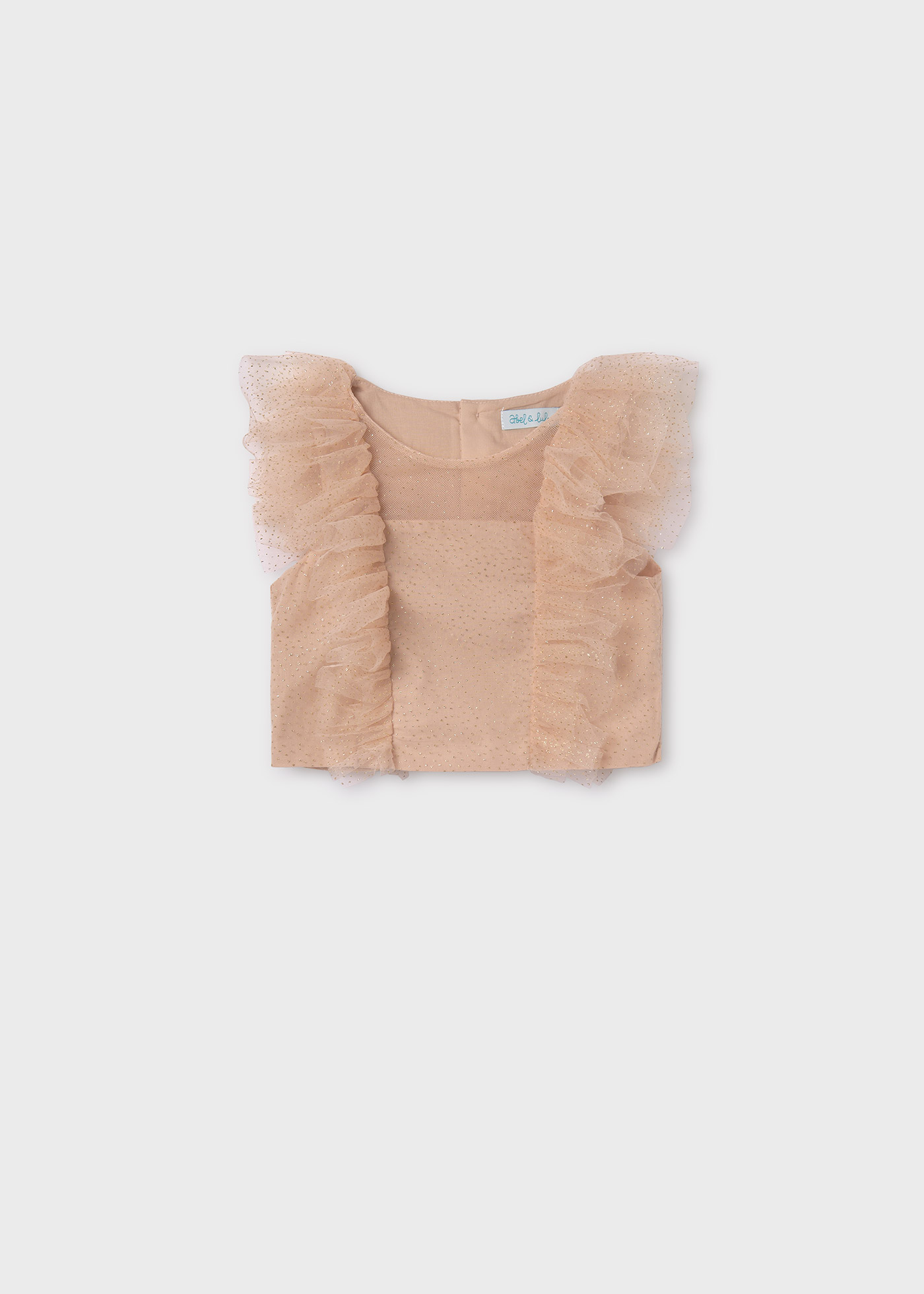 Girl Tulle Embossed Top Peach | Abel & Lula
