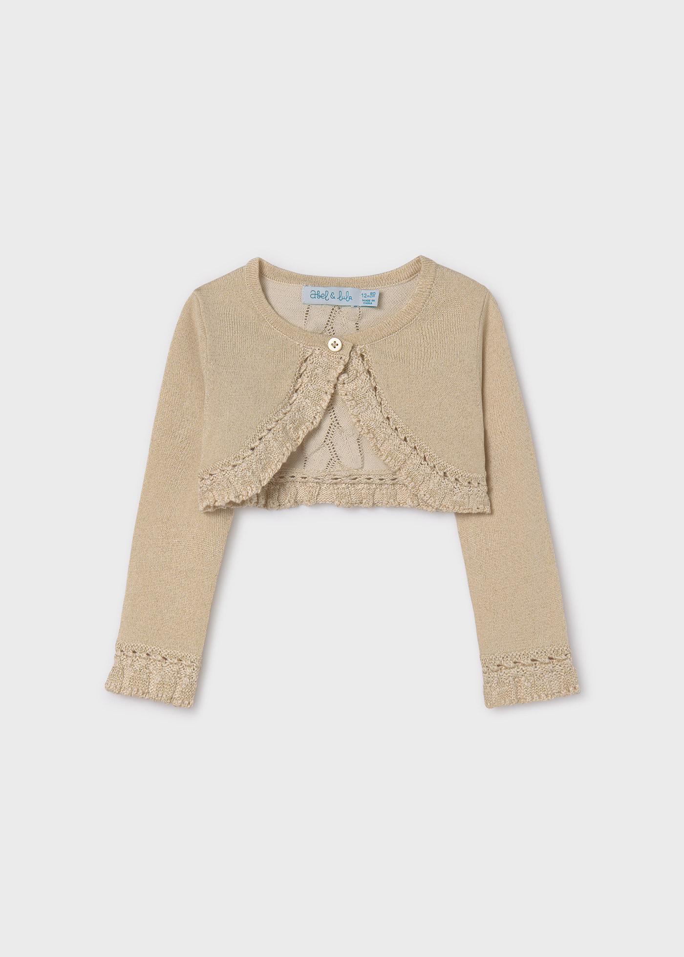 Baby cropped knit cardigan Champagne | Abel & Lula