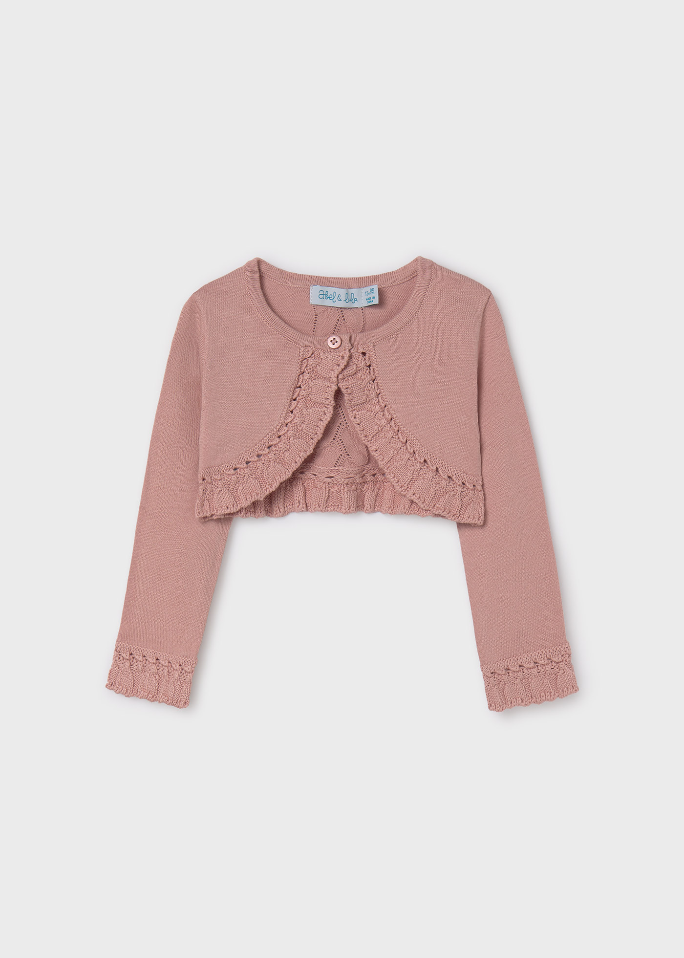 Baby cropped knit cardigan Pink | Abel & Lula