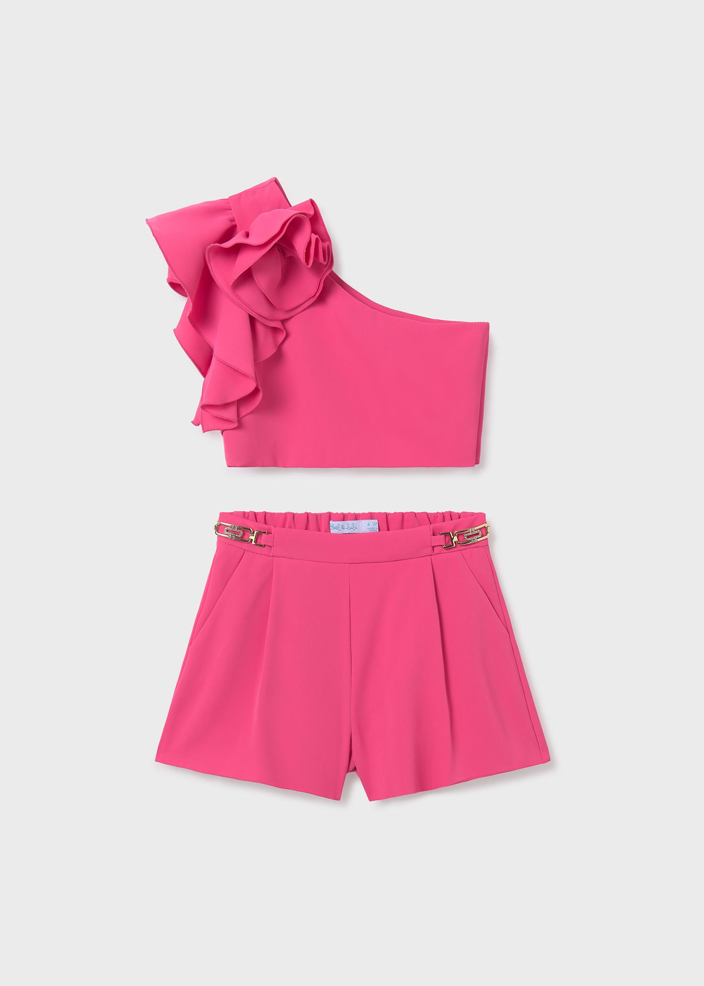 Girl Top and Flowy Crepe Shorts Set Fuchsia | Abel & Lula