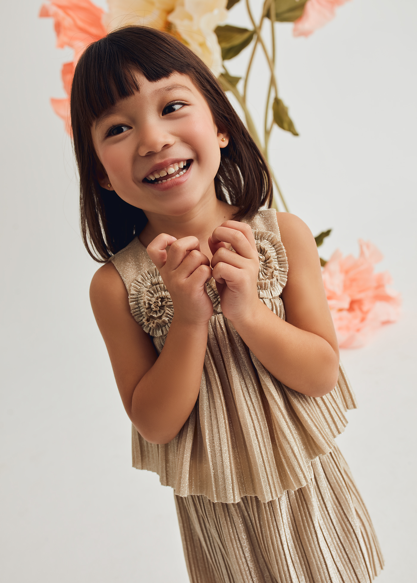 Girl pleated set Golden | Abel & Lula