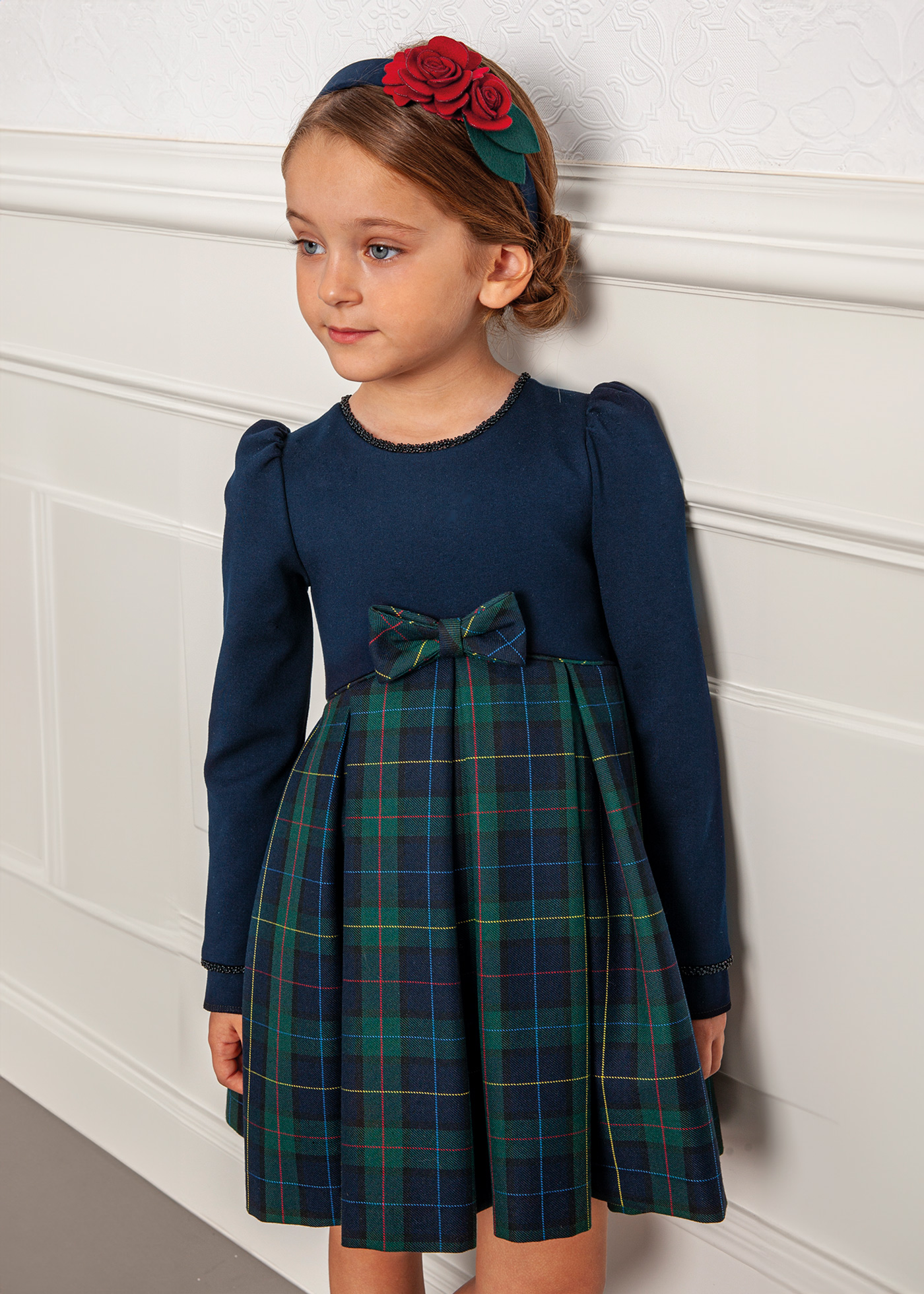Girls plaid dress Navy blue | Abel & Lula