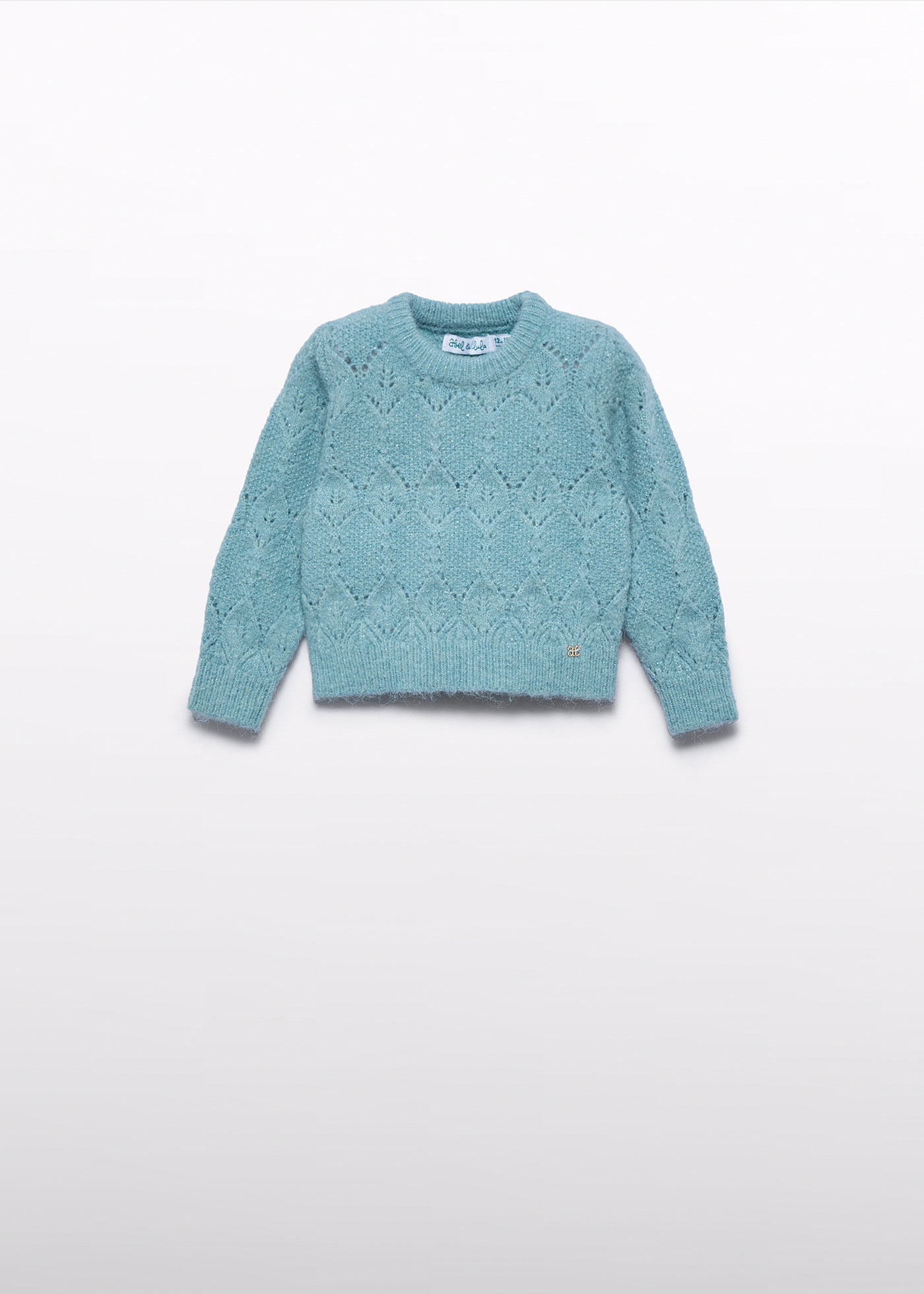 Baby Girl Openwork Knit Sweater Water | Abel & Lula